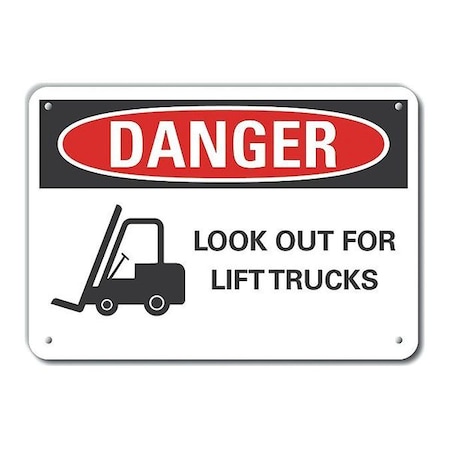 Lyle Aluminum Lift Truck Traffic Danger Sign, 10 in H, 14 in W ...