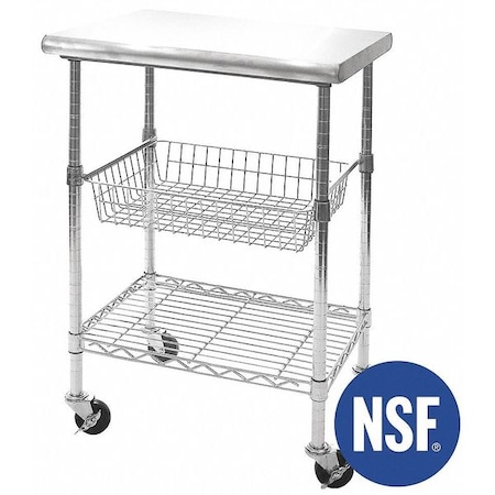 Seville Classics Work Table Cart, Stainless Steel, NSF, 24x2 SHE18321B ...