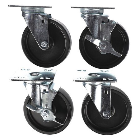 Component Hardware Caster Kit, Med Duty 4" x 4" Universal P CSTPK-5PUP ...