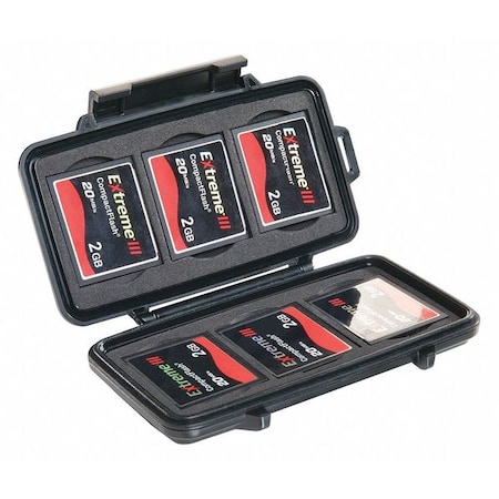 Pelican Memory Card Case, Water Resistant, Blk 945 | Zoro