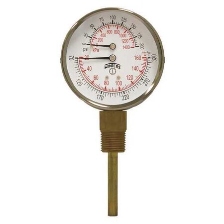 Winters Tridicator 3 0/200 psi/Kpa 70/320 F/C, Lm TTD405 | Zoro