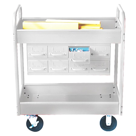 Equipto Stock Cart, 2 Shelves, 8 Drawers 500lb, 8, WH 145-8-WH | Zoro