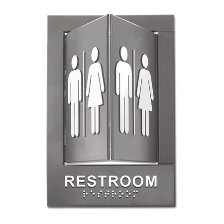 Advantus Pop-Out Sign, Restroom, 6"x9", Gry/Wht 91098 | Zoro