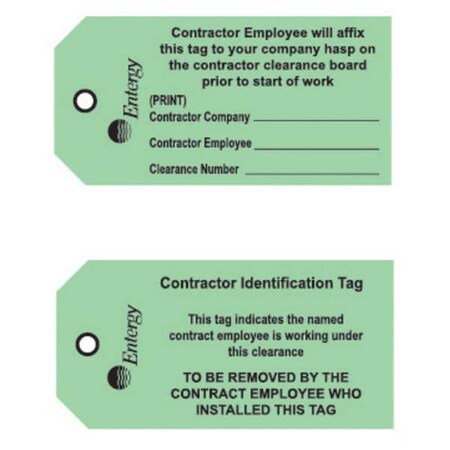 Beaed Contractor Identification Tag, PK1000 4234.03.05 | Zoro