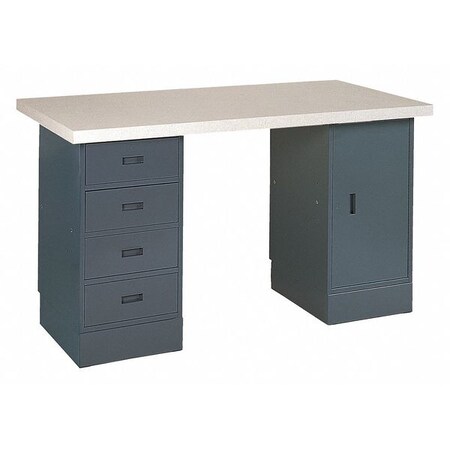 Zoro Select Workbench, Laminate, 72" W, 34" Height, Pedestal 7YE17 | Zoro