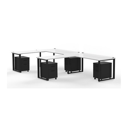 Marvel Aire L-Shape Desks (2), Peds (4), Screens (2), White Laminate ...