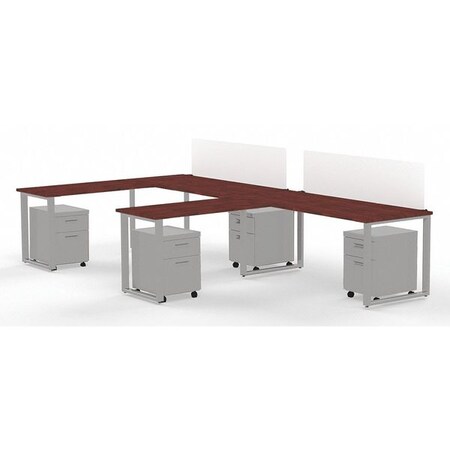 Marvel Aire L-Shape Desks (2), Peds (4), Screens (2), Mahogany Laminate ...