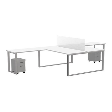 Marvel Aire L-Shape Desks (2), Peds (2), Screens (1), White Laminate ...