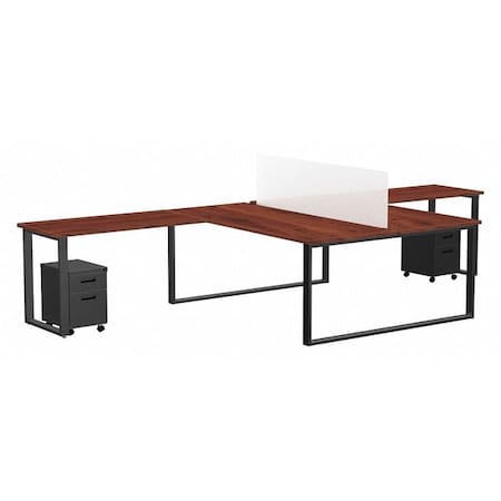 Marvel Aire L-Shape Desks (2), Peds (2), Screens (1), Mahogany Laminate ...