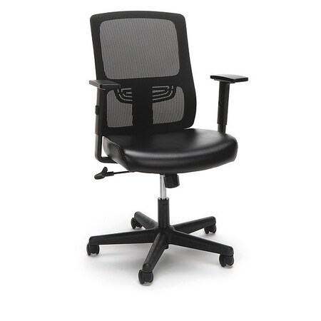Ofm Chair, 26" L 42" H, Leather Seat, Essentials Series ESS-3048-BLK | Zoro