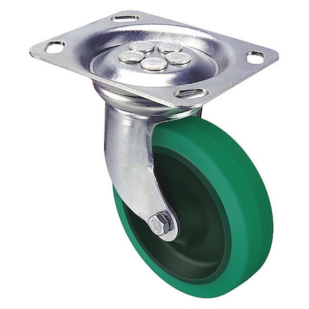 Revvo Swivel Caster With Green Rubber Wheel, 4 TS4 100 GR1E | Zoro