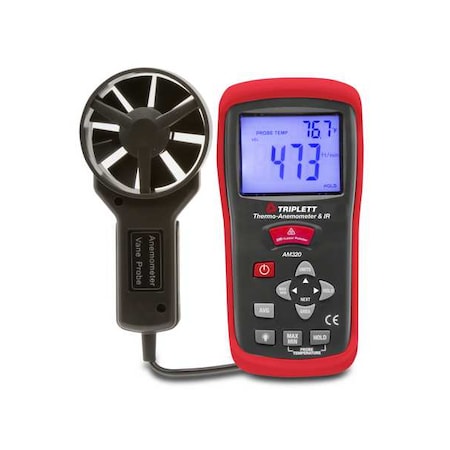 Triplett Anemometer, 80 to 5,906fpm, 32 to 122F AM320 | Zoro