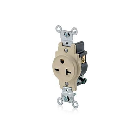 Leviton Receptacle, 20 A Amps, 250VAC, Single Outlet, 6-20R, Ivory 5821 ...