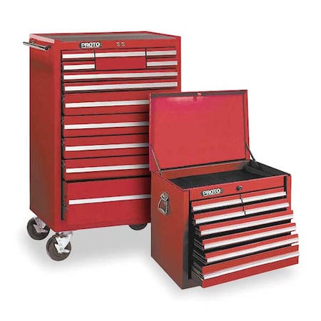 Proto 540S Tool Chest and Cabinet Combination, 20 Drawer, Red, Steel ...