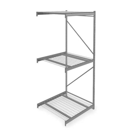 Tennsco Add-On Bulk Storage Rack, 48 in D, 48 in W, 3 Shelves, Gray ...