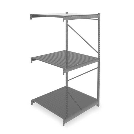 Tennsco Add-On Bulk Storage Rack, 48 in D, 48 in W, 3 Shelves, Gray ...