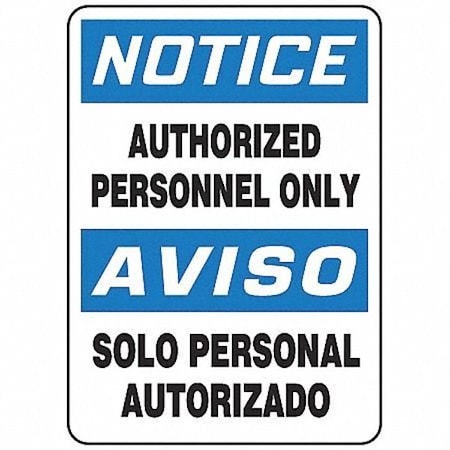 Accuform Spanish-Bilingual Notice Sign, 14 in H, 10 in W, Aluminum ...