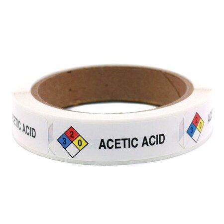 Roll Products Item Haz Chem Label, Acetic Acid, PK250 141541 | Zoro
