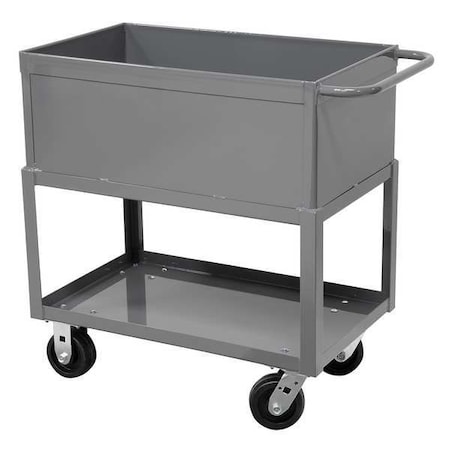 Zoro Select Steel Flat Handle Deep Shelf Utility Cart, 2 Shelves, 1800 ...