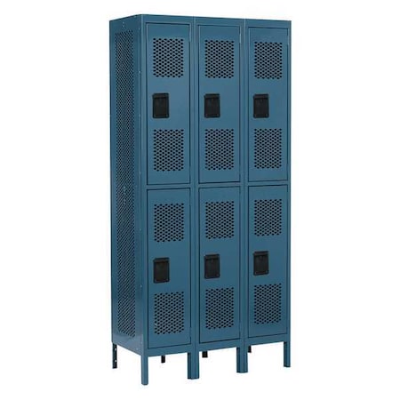 Edsal Wardrobe Locker, 36" W, 15" D, 78" H, (3) Wide, (6) Openings ...