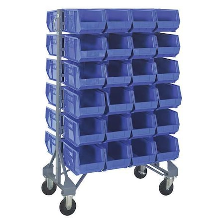 Quantum Storage Systems Steel Mobile Bin Rail Floor Rack, 36 in D x 53 ...