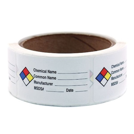 Roll Products Hazard Chemical Label, Roll, PK250 141534 | Zoro