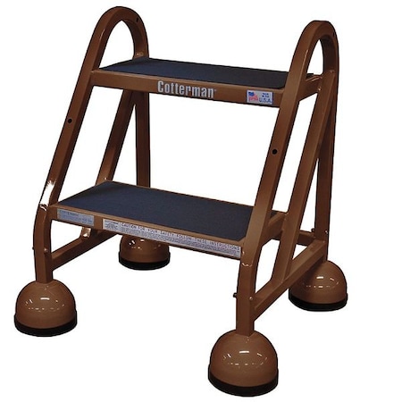 Cotterman Rolling Step, 2 Steps, 22 in Overall Height, Steel, Brown ST ...