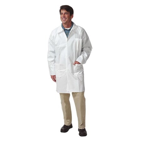 Zoro Select Disp. Lab Coat, M, Microporous, White LC3-WO-KG MED | Zoro
