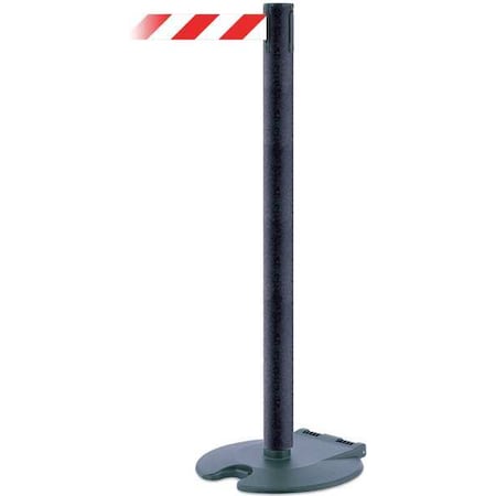 Tensabarrier Barrier Post with Belt, Red/White Diagonal, 7 1/2 ft ...