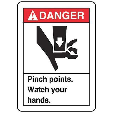 Accuform Danger, Pinch Points. Watch Your Hands., 10" W x 14" H ...