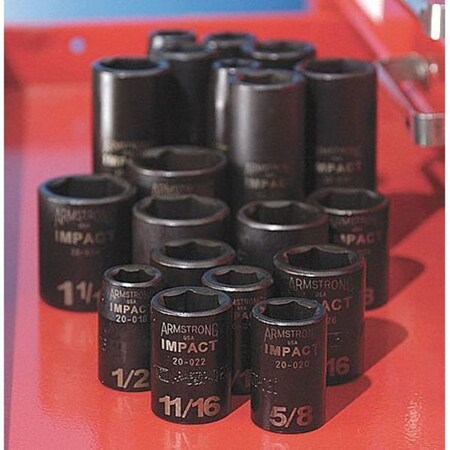 Armstrong Industrial Hand Tools 1/2 in Drive Impact Socket Set, SAE, 9 ...