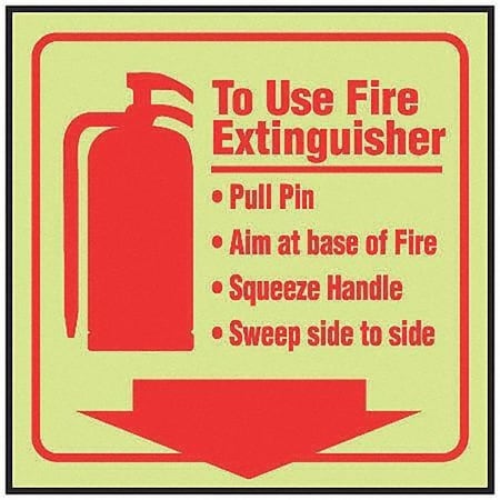 Accuform Fire Extinguisher Sign, 6" Height, 8-1/2" Width, Plastic, V ...