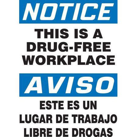 Accuform Notice/Aviso, This Is A Drug-Free Workplace/Este Es Un Lugar ...