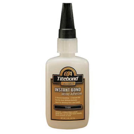 Titebond Instant Wood Adhesive, Thin, 2 oz, Clear 6201 | Zoro