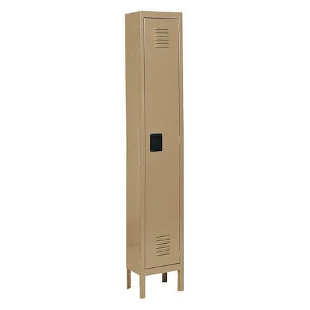 Edsal Wardrobe Locker, 12" W, 15" D, 78" H, (1) Wide, (1) Opening, Tan ...
