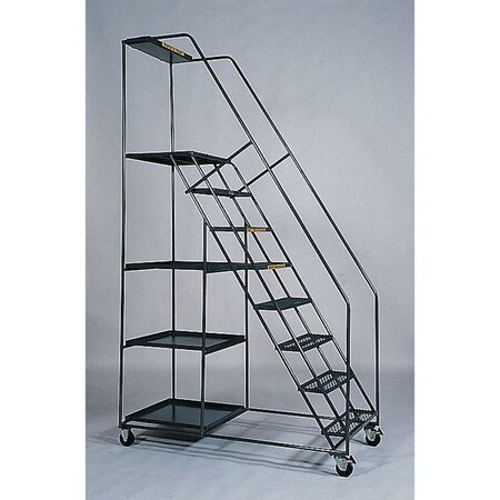 Ballymore 113" H Steel Stock Picking Rolling Ladder, 8 Steps, 450 lb ...
