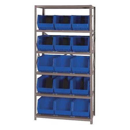 Quantum Storage Systems Steel Bin Shelving, 18 in D x 75 in H x 36 in W ...