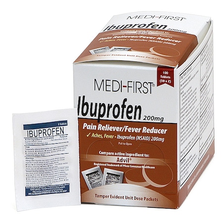 Medi-First Pain Relief, Ibuprofen, 200 mg., Tablet Form, Wrapped ...