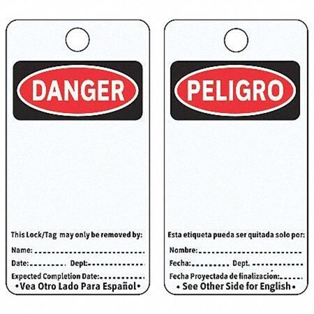 Electromark Danger Bilingual Tag, 5-3/4 x 3 In, PK25 5012CB | Zoro