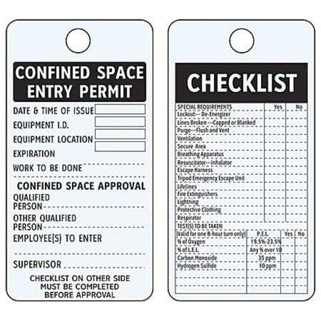 Electromark Confined Space Tag, 5 3/4 in Height, 3 in Width, English ...
