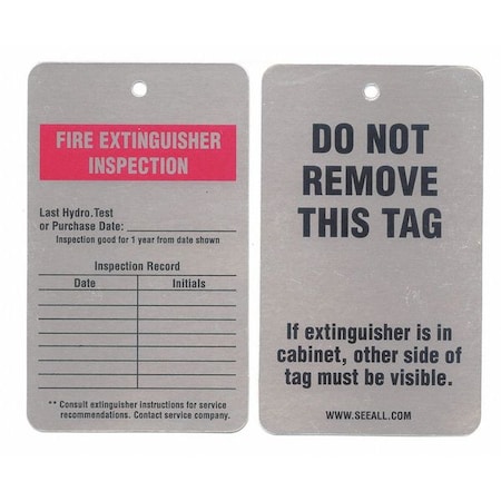 See All Industries Inspect Tag, Embossable Alum, 5"H, 3"W, PK25 TUF ...