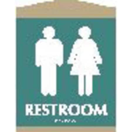 Intersign Restroom Sign, 9-1/8" Height, 7" Width 62108-9 FOREST GREEN ...