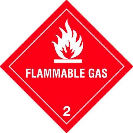 Zoro Select Flammable Gas DOT Label, Class 2, White/Red, Pk100 9DXU4 | Zoro