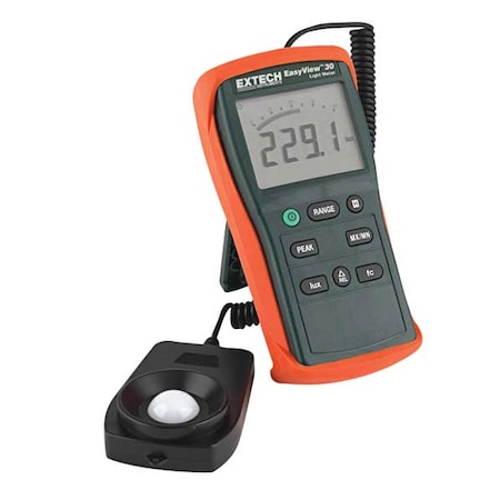 Extech Light Meter, Range 0 To 40,000 Fc, NIST EA30-NIST | Zoro