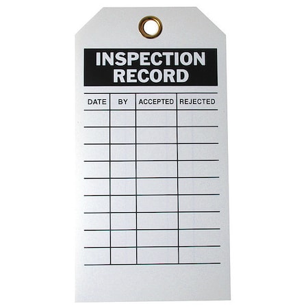 Zoro Select Tag, Inspection, Polyester, 3 in H x 5 3/4 in W, White ...