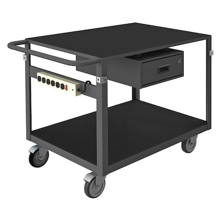 Zoro Select Instrument Cart with Flush Metal Shelves, Steel, Flat, 2 ...