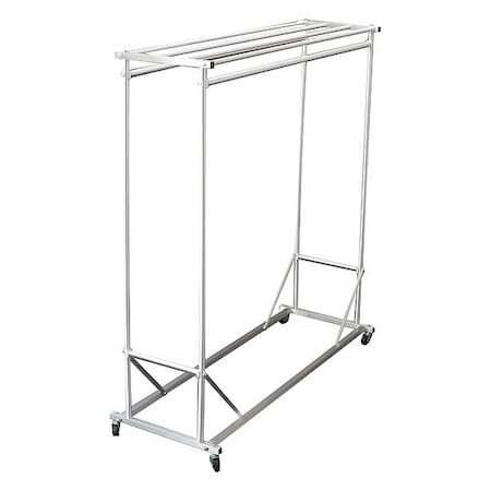 Glaro Double Sided Mobile Coat Rck, 48 In, Satin 134-4SA | Zoro