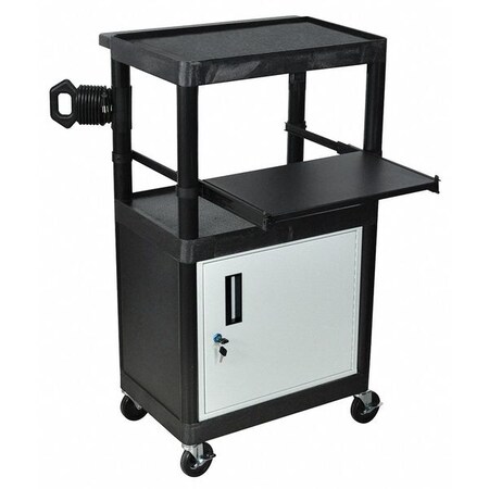 Zoro Select Stand Up Portable Computer Workstation with Cabinet, Black ...