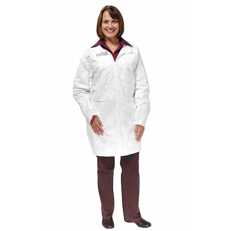Lakeland Disp. Lab Coat, M, Tyvek(R), White PBL01140 MED | Zoro