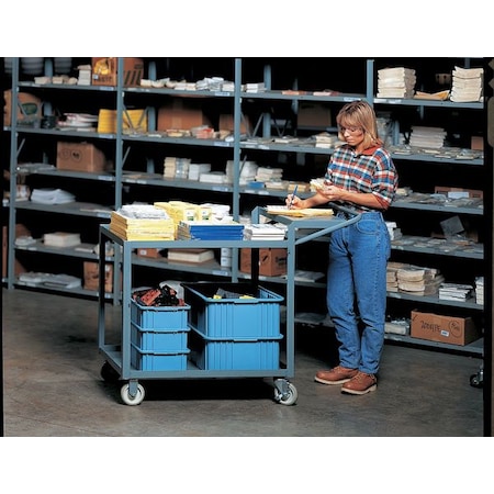 Zoro Select Order Picking Cart with Drawer, Steel, 2 Shelves, 1200 lb ...